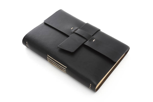 Vachetta Italian Leather Handmade Snap-Close Journal - Walnut - Borlino