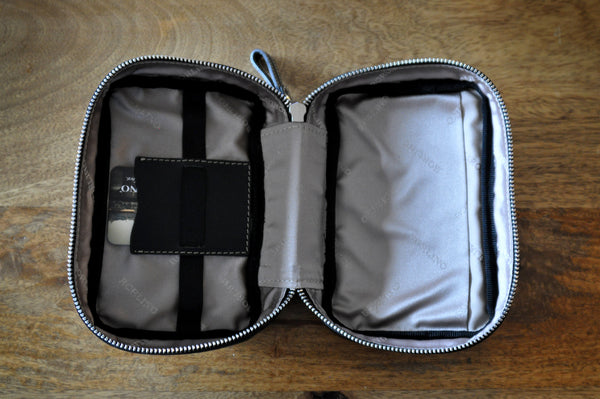 Tech Kit - Handmade Calf Leather Carryall Tech Kit II - Onyx - Borlino